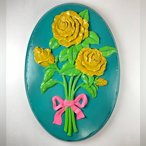 Vintage | Accents | Vintage Hand Painted Floral Wall Plaque | Poshmark
